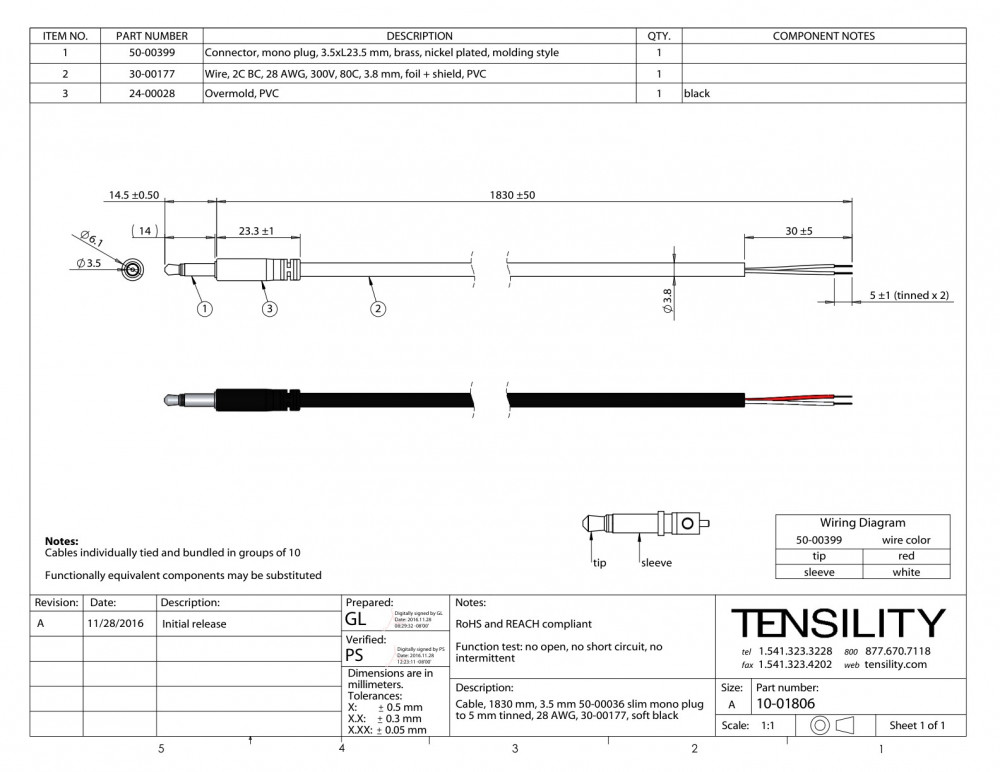 Tensility International 10-01806 product drawing preview