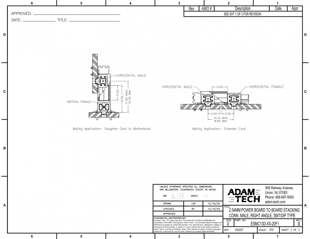 ADAM TECH ESMC13D-XX-20F1 technical drawing, page 2