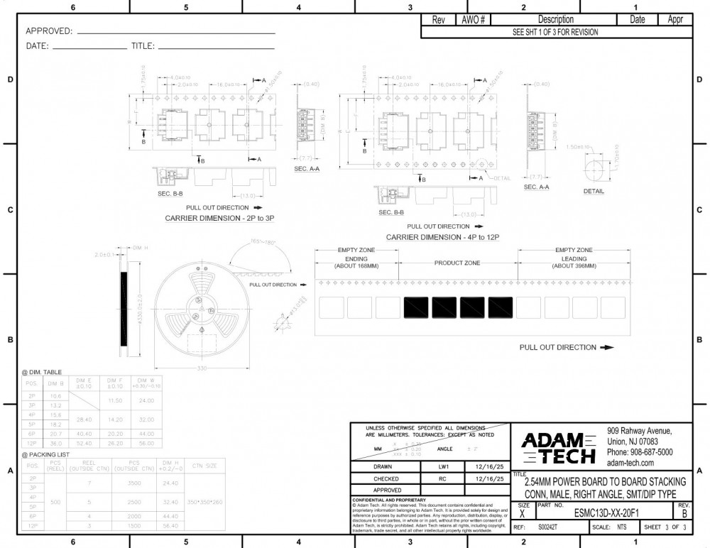 ADAM TECH ESMC13D-XX-20F1 technical drawing, page 3