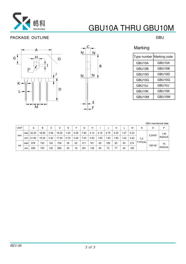 GBU10K datasheet page 3