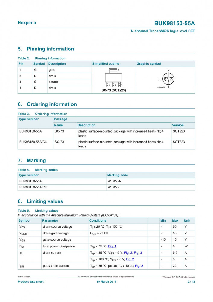 BUK98150-55A/CUF datasheet page 2