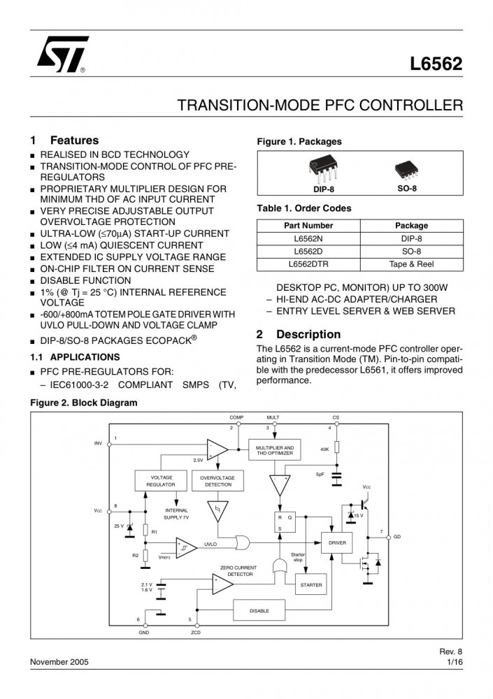 L6562D technical document page 1