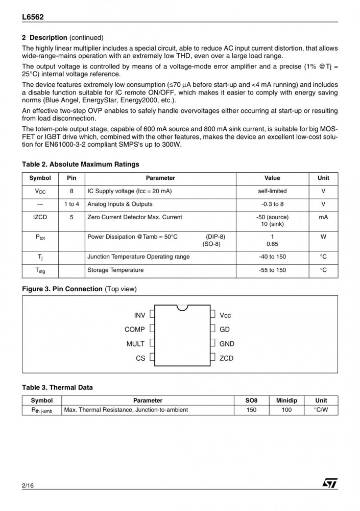 L6562D technical document page 2