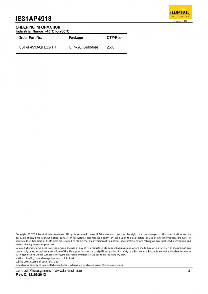 IS31AP4913 datasheet page 3