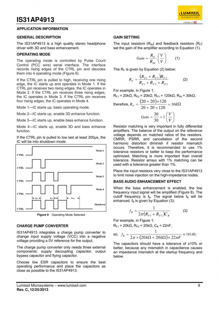 IS31AP4913 datasheet page 8