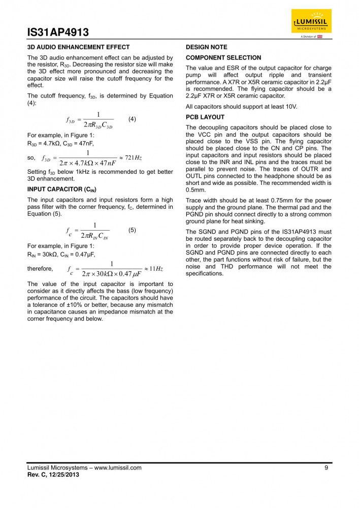 IS31AP4913 datasheet page 9