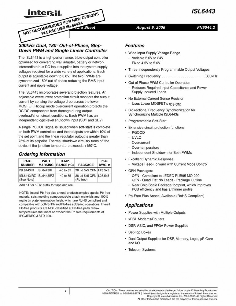 ISL6443 datasheet page 1