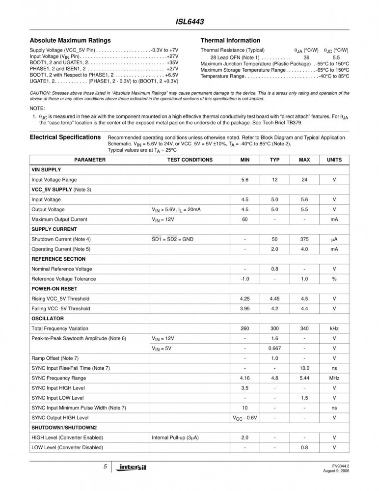 ISL6443 datasheet page 5