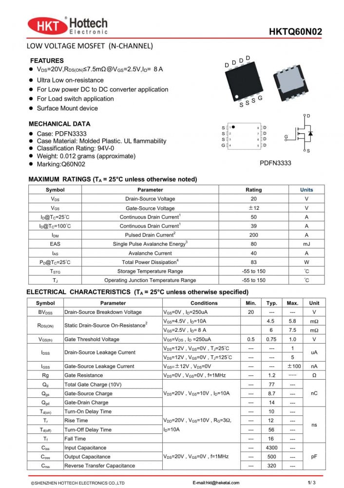 HKTQ60N02 datasheet page 1