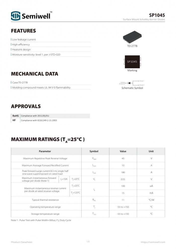 SP1045 datasheet page 1