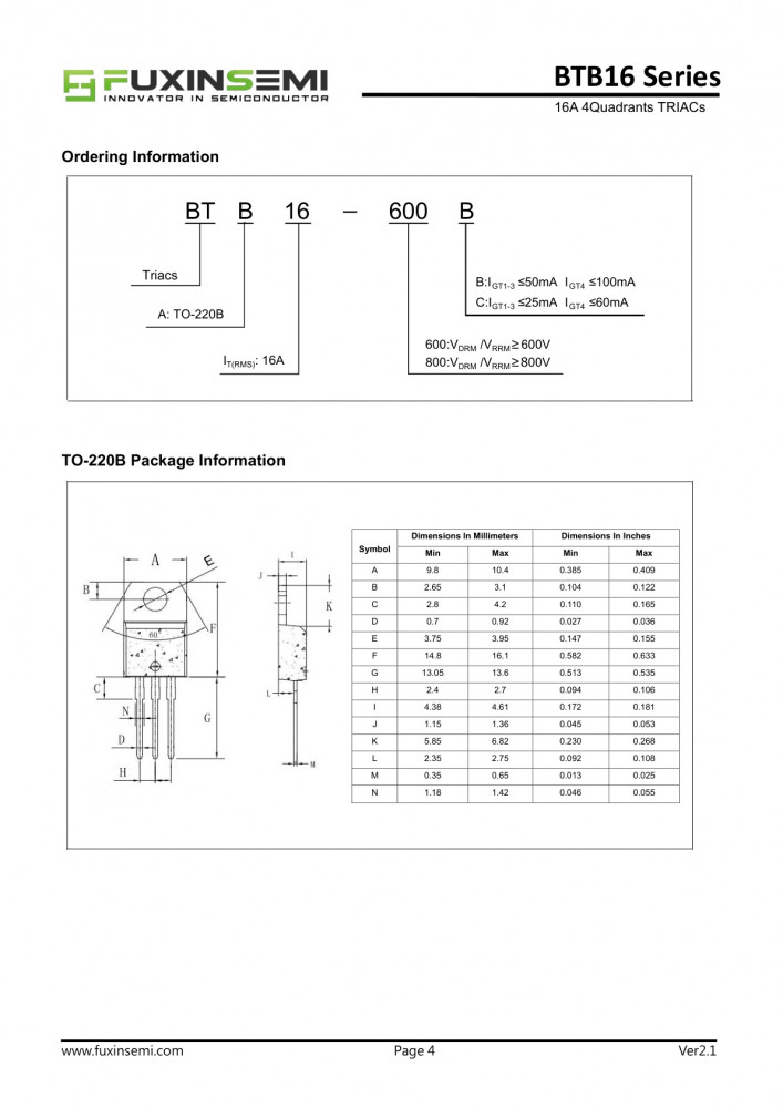 BTB16-800B technical document page 4