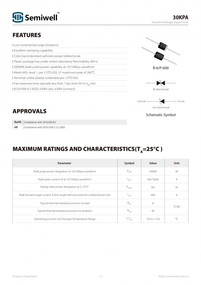 30KPA90A datasheet page 1