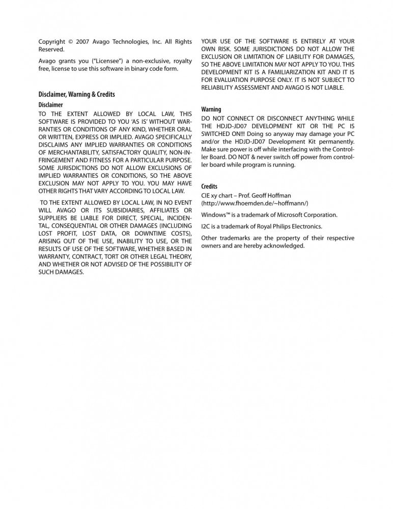 HDJD-JD07 documentation page 2