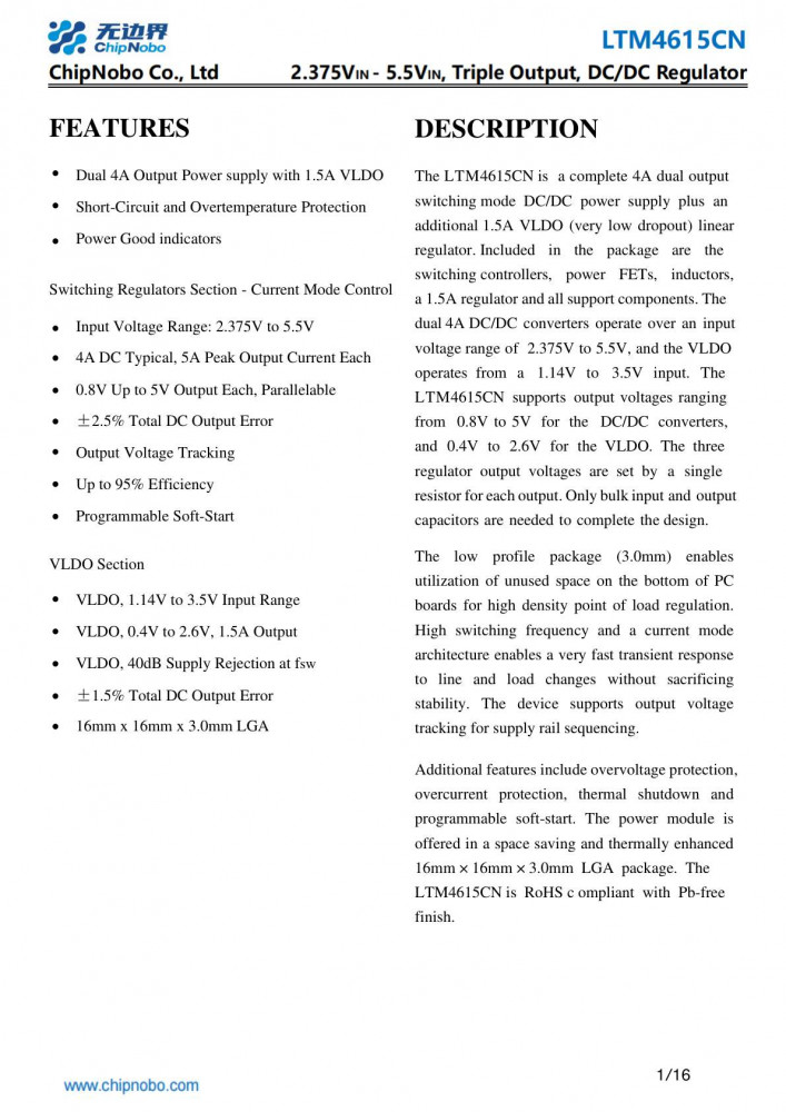 LTM4615CN datasheet page 1