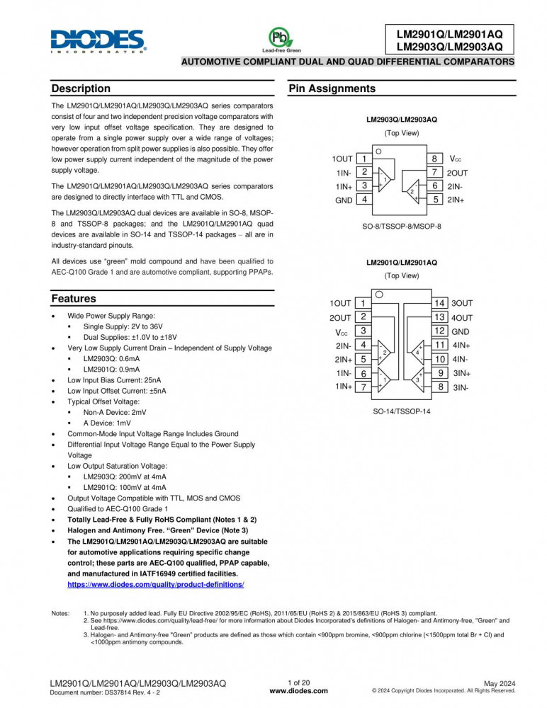 LM2903QS-13 datasheet page 1