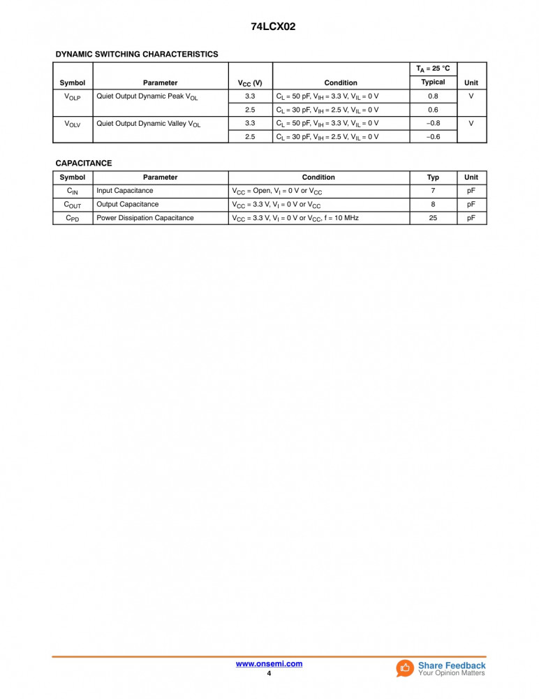 74LCX02 datasheet page 4