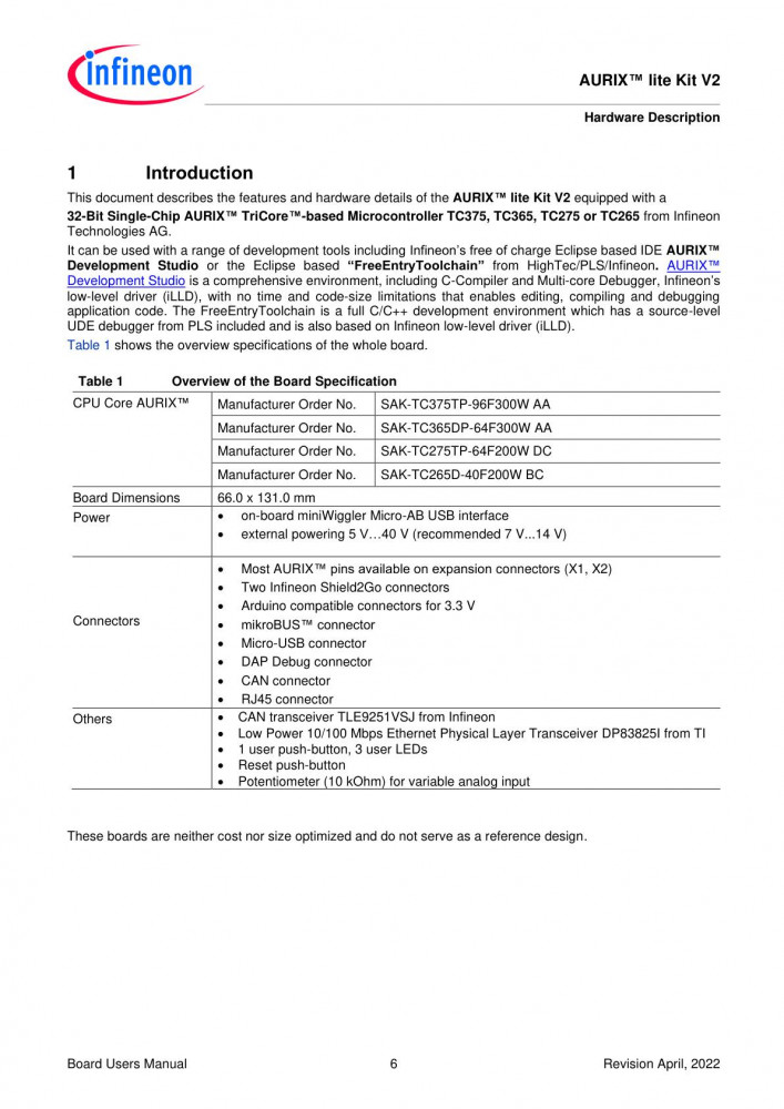 AURIX lite Kit V2 manual page 6