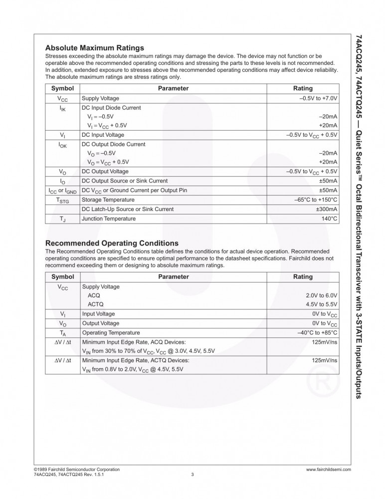 74ACTQ245MTC-G datasheet page 3