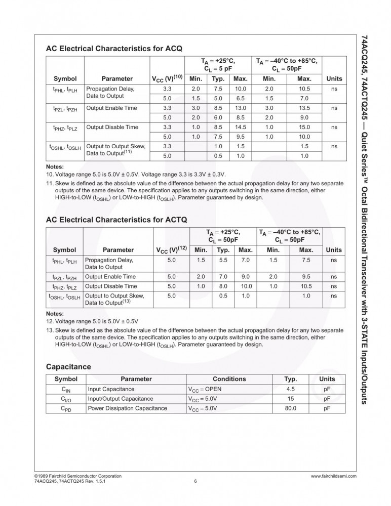 74ACTQ245MTC-G datasheet page 6