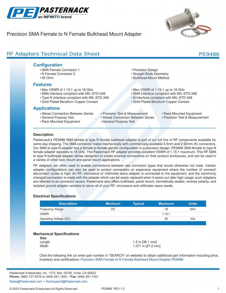 PE9486 technical document page 1