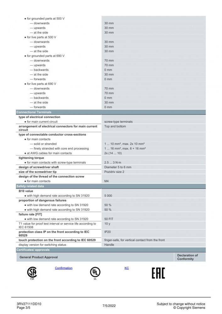 3RV27111DD10 technical document page 3
