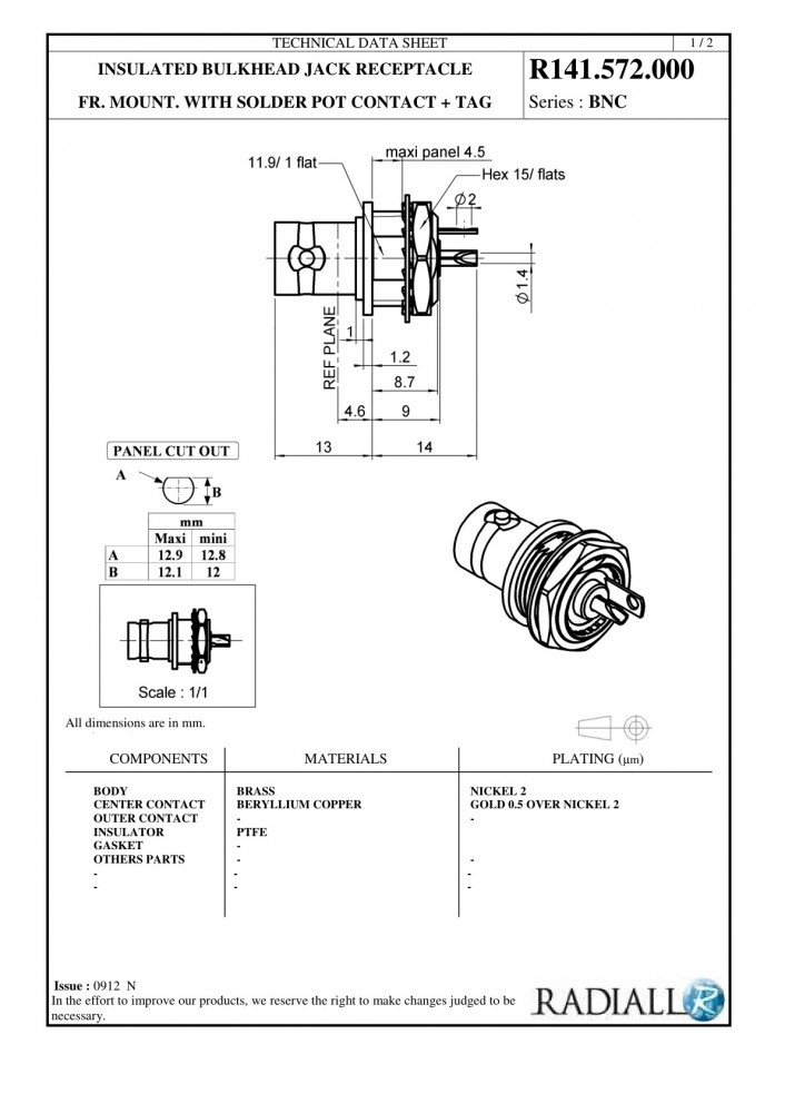 Radiall R141572000 technical document page 1