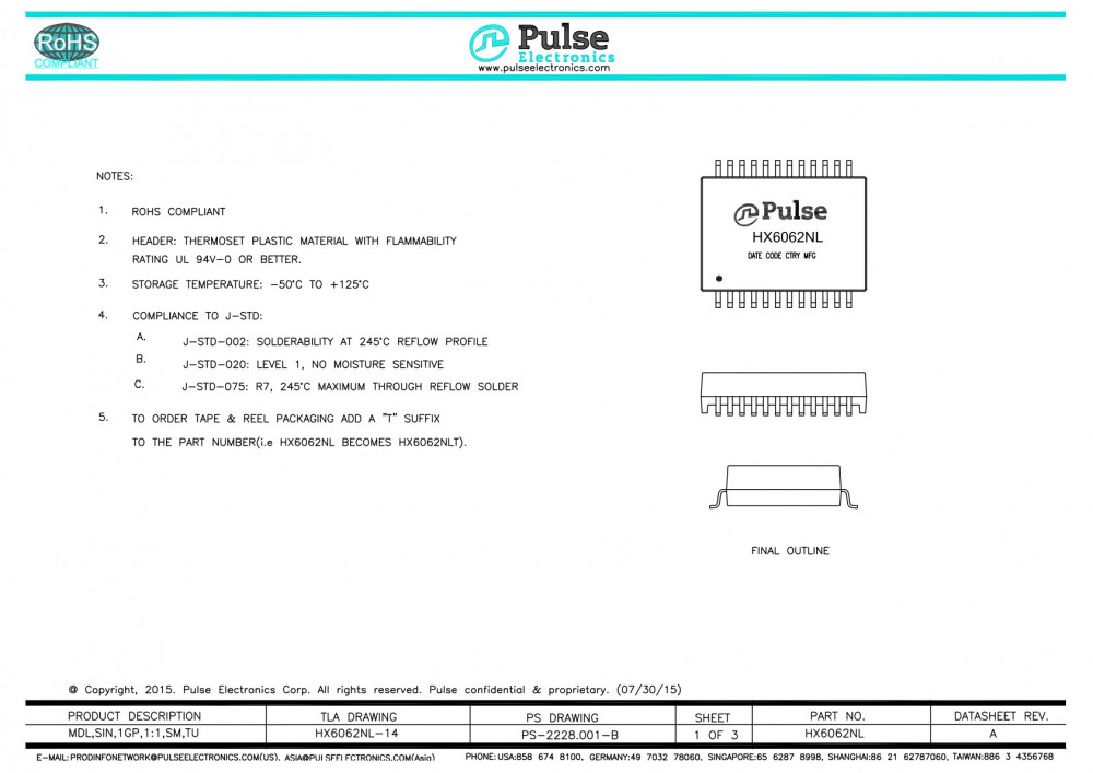 HX6062NLT datasheet page 1