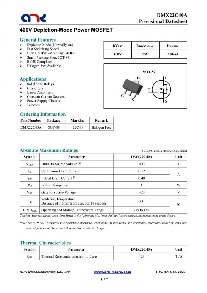 DMX22C40A datasheet page 1
