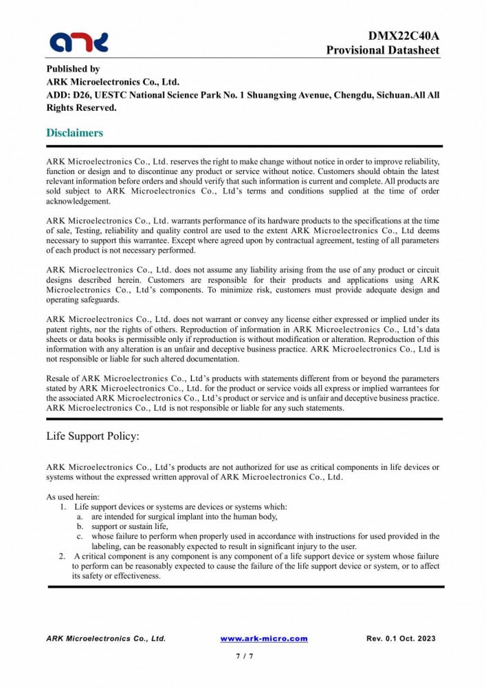 DMX22C40A datasheet page 7