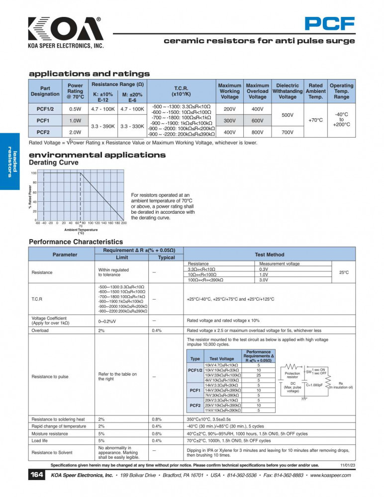KOA PCF series technical document page 2