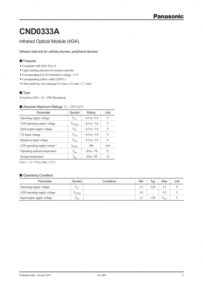 CND0333A datasheet page 1