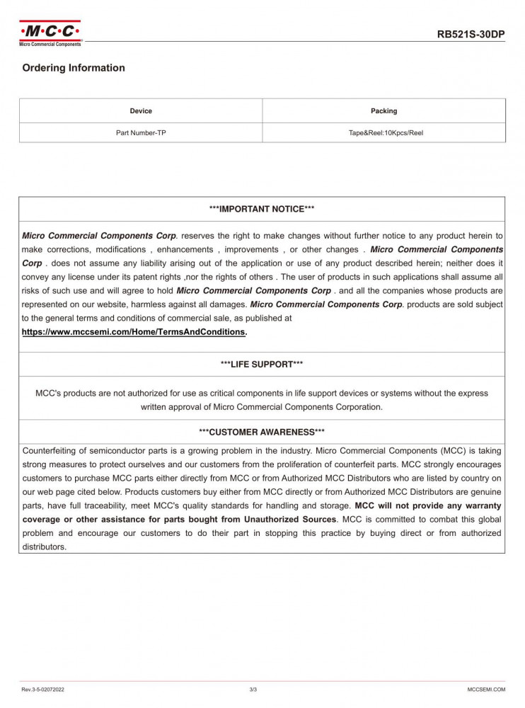RB521S-30DP-TP datasheet page 3