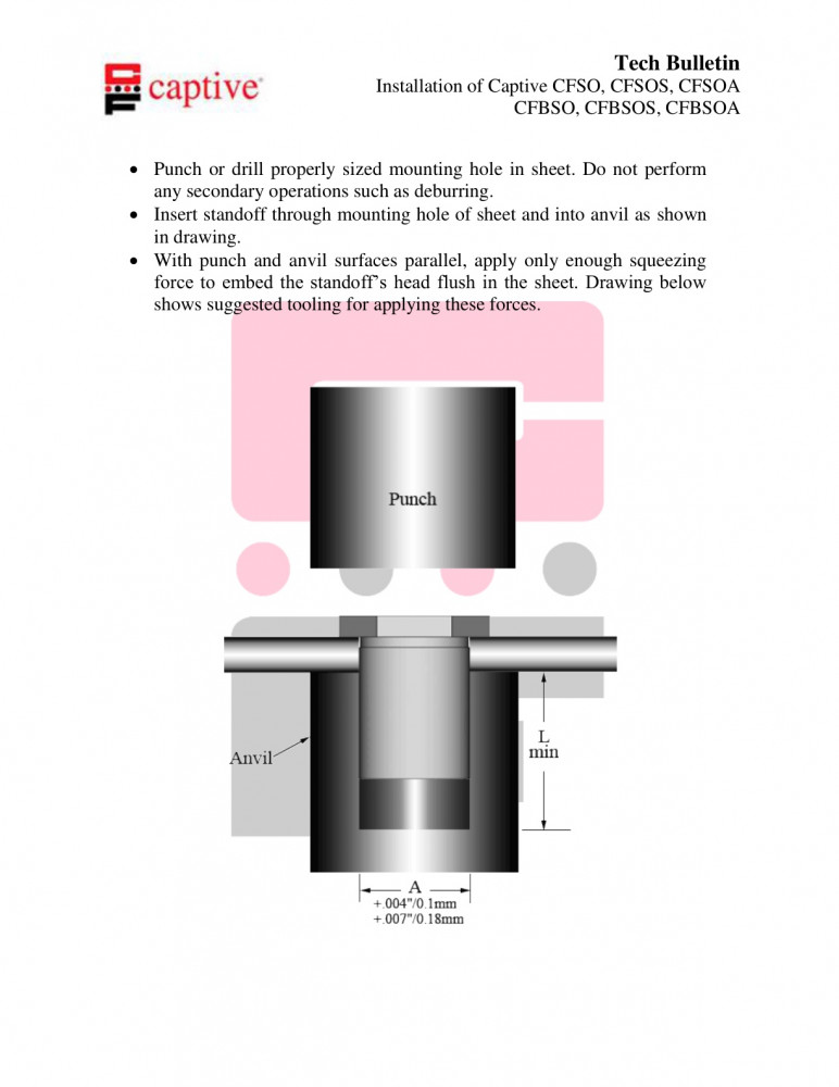 CFSOA6440-24 installation drawing and suggested punch-and-anvil setup