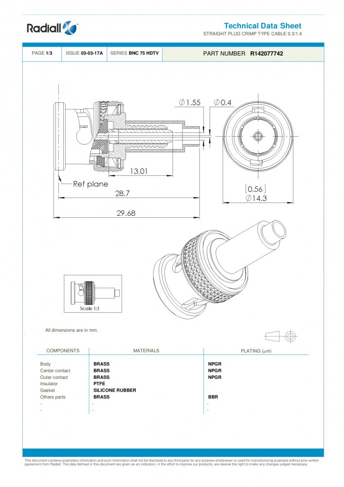 Radiall R142077742 datasheet, page 1
