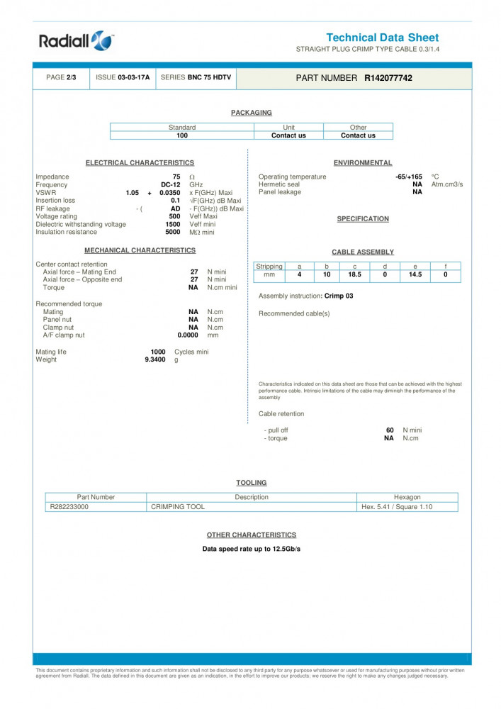 Radiall R142077742 datasheet, page 2