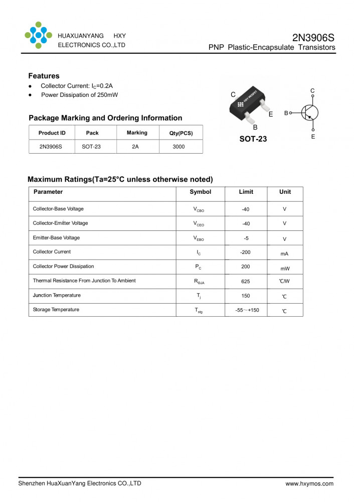 2N3906S-HXY datasheet page 1