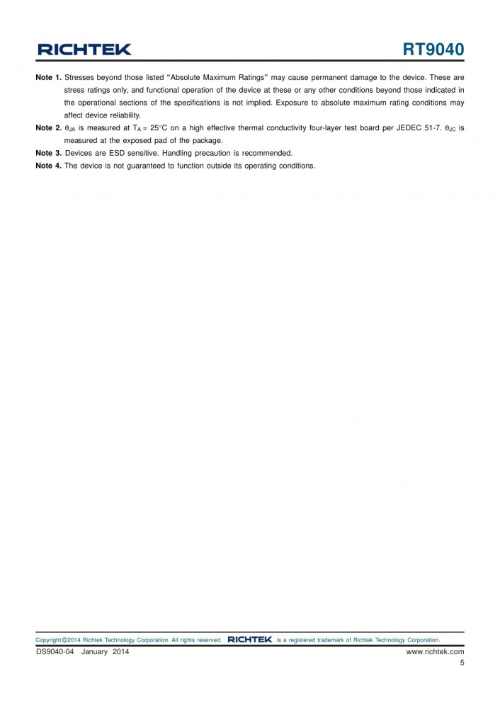 RT9040GQW datasheet page 5