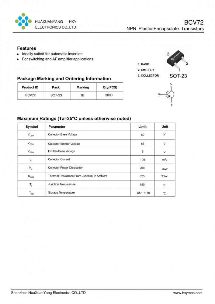 BCV72-HXY datasheet page 1