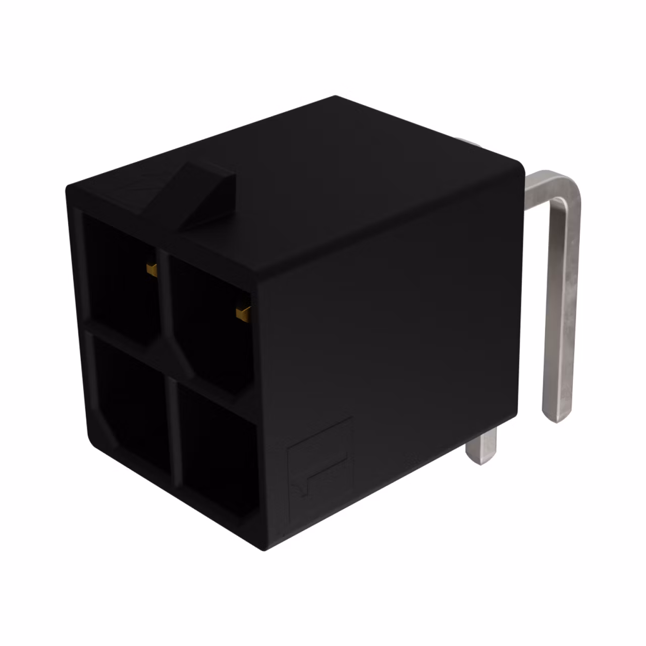 Mega-Fit Right-Angle Header, 5.70mm Pitch, Through Hole, Dual Row, 4 Circuits, 0.38µm Gold (Au) Plating, 3.60mm Tail Length, Glow-Wire Capable, Tape and Reel, Black for sale