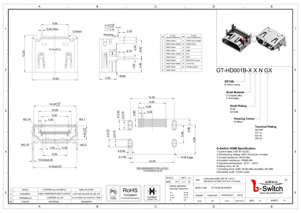 GT-HD001B-CNNG1 technical document page