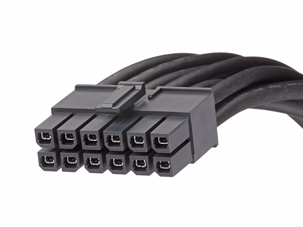 Mega-Fit-to-Mega-Fit Off-the-Shelf (OTS) Cable Assembly, Dual Row, 300.00mm Length, Matte Tin Plated, 10 Circuits, Black