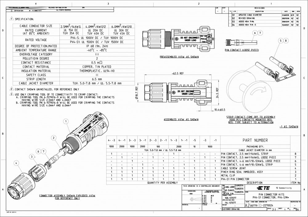 TE Connectivity 2270024-1 technical document preview