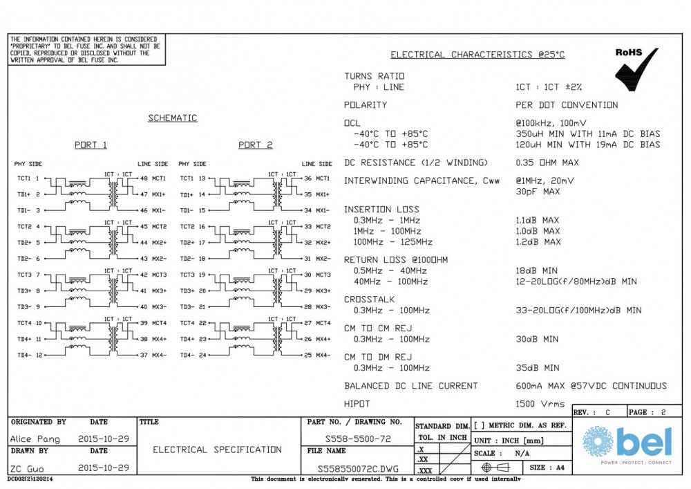 S558-5500-72 electrical specification drawing