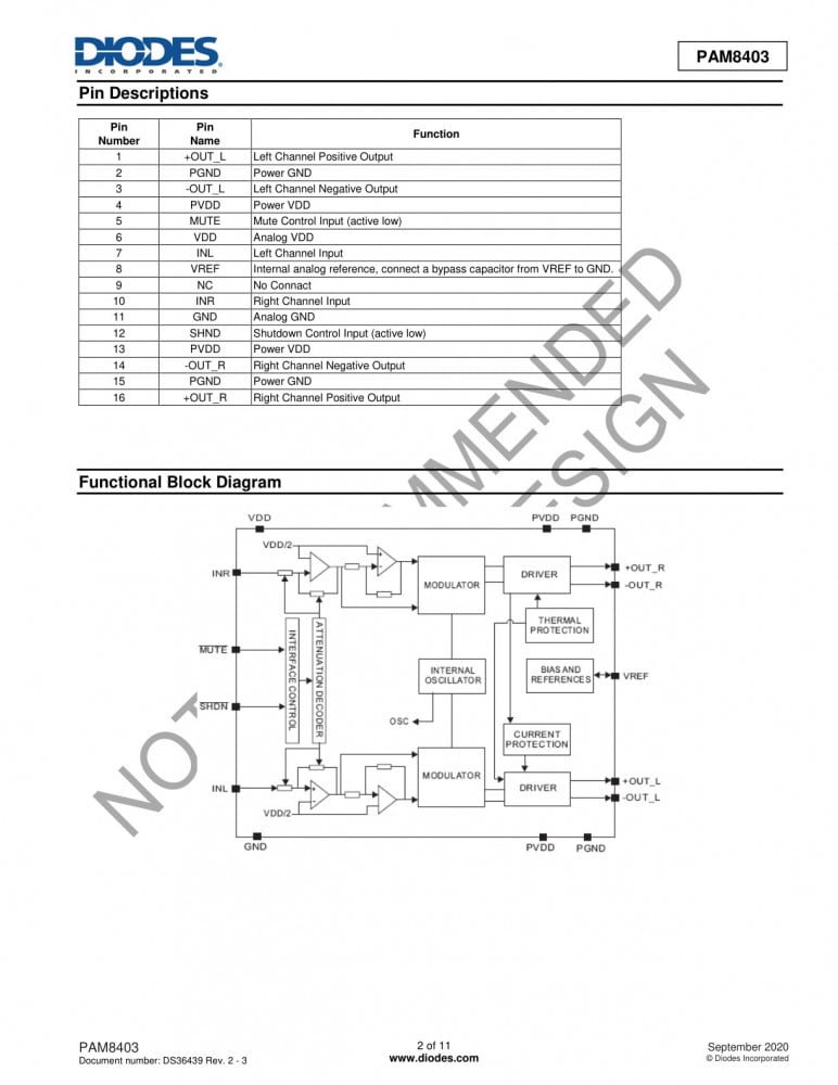 PAM8403DR-H datasheet page 2