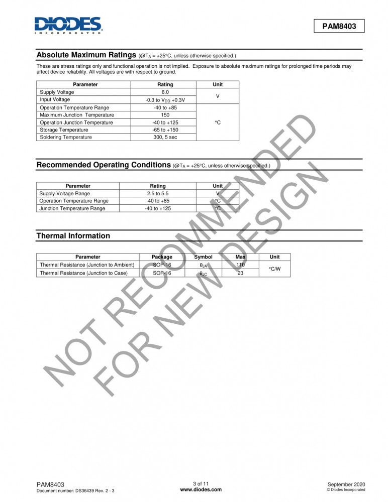 PAM8403DR-H datasheet page 3