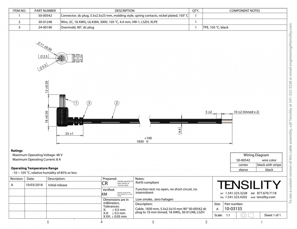 Tensility International 10-03133 product drawing