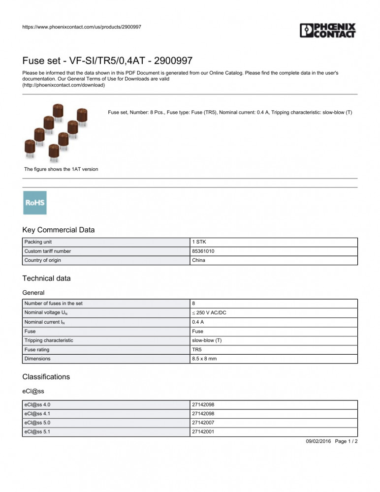 Phoenix Contact 2900997 technical document page 1