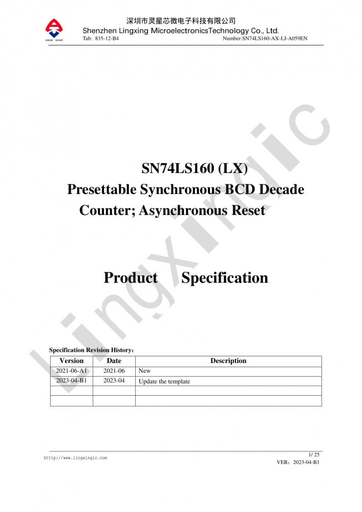 SN74LS160 datasheet page 1