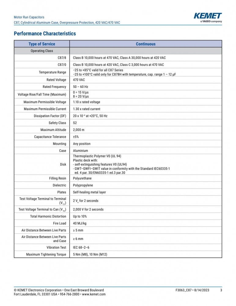 KEMET C87 datasheet page 3