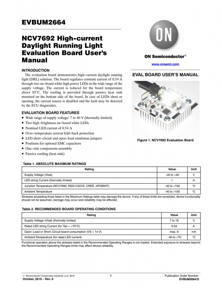 NCV7692 DRL evaluation board manual page 1